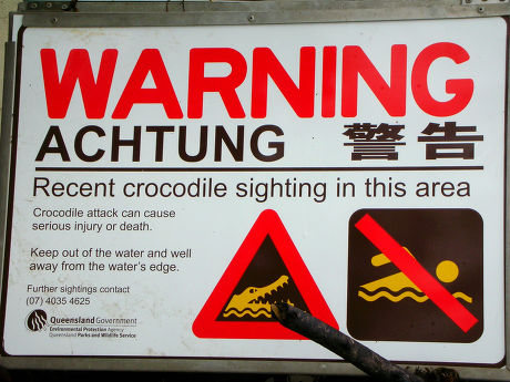 Recent Crocodile Sighting Warning Sign Cairns Editorial Stock Photo ...