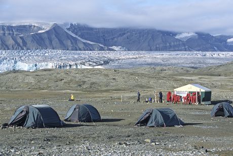 Base Camp Kayakists Foot Svea Glacier Editorial Stock Photo - Stock ...