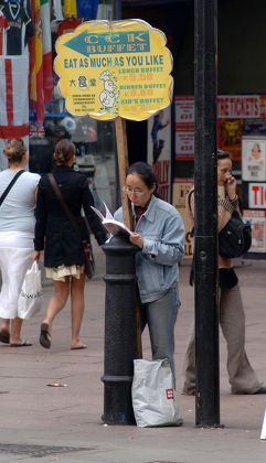 Woman Placard Advertising Chinese Restaurant Editorial Stock Photo ...