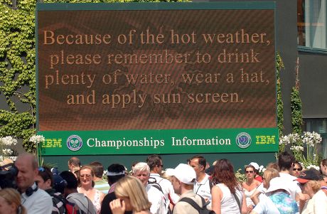 Hot Weather Warning On Screen Wimbledon Editorial Stock Photo - Stock ...
