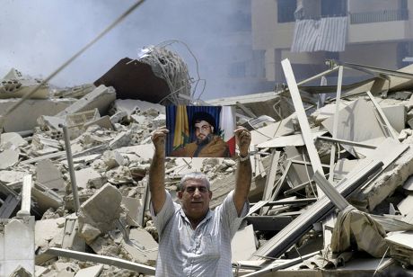 Lebanese Man Holding Poster Hezbollah Leader Editorial Stock Photo ...