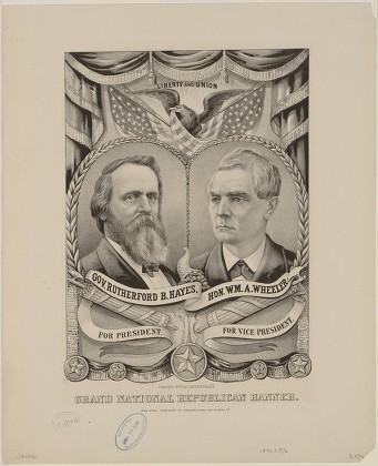 Print Shows Campaign Banner 1876 Republican Editorial Stock Photo ...