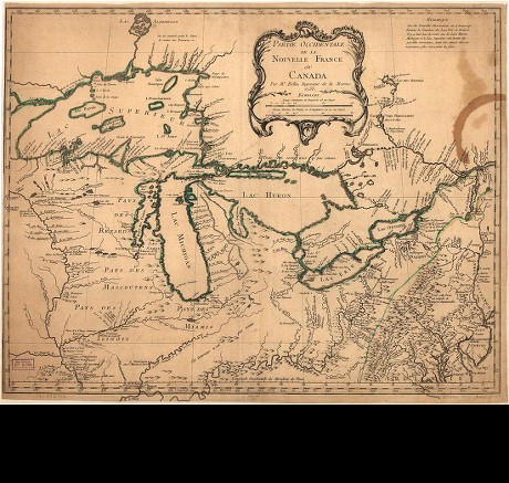 Colonial Era Map Canada Great Lakes Editorial Stock Photo - Stock Image ...