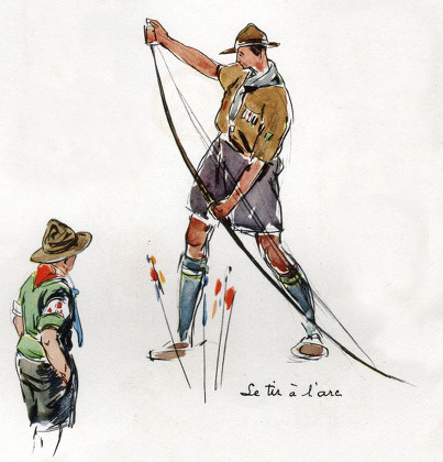 French Boy Scouts Archery Illustration Special Editorial Stock Photo ...