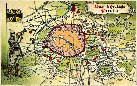 German Wwi Postcard Plan Paris 1917 Editorial Stock Photo - Stock Image ...