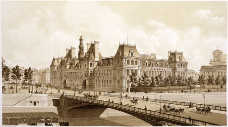 Hotel De Ville Paris Circa 1880 Editorial Stock Photo - Stock Image ...