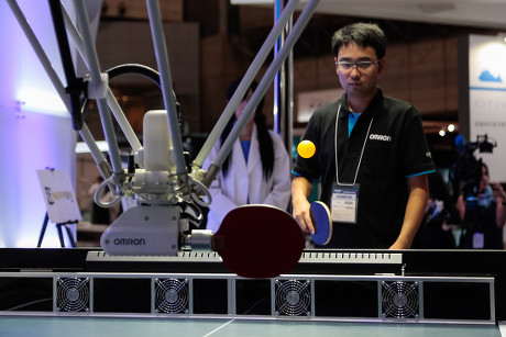 Exhibitor Plays Table Tennis Omrons Forpheus Editorial Stock Photo ...