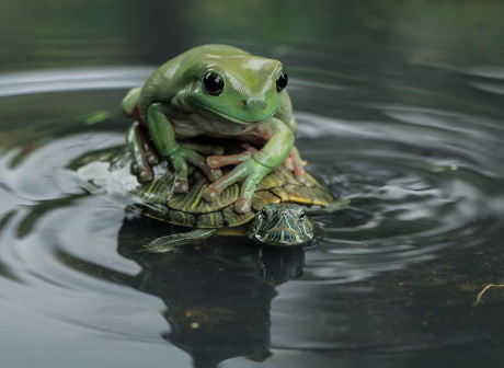 Frog Riding On Turtle Editorial Stock Photo - Stock Image | Shutterstock
