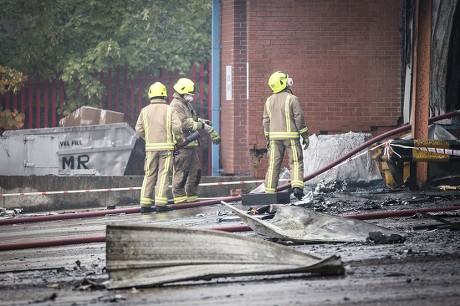 Fire at Allied glass factory, Leeds, UK - 07 Oct 2016 Stock Pictures ...
