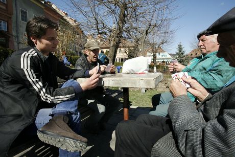 Romanian Men Playing Cards Outdoors Sighisoara Editorial Stock Photo ...
