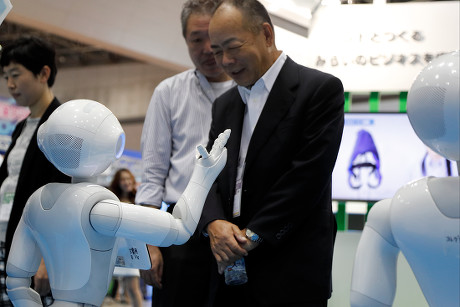 Visitors Interact Softbank Humanoid Robot Pepper Editorial Stock Photo ...