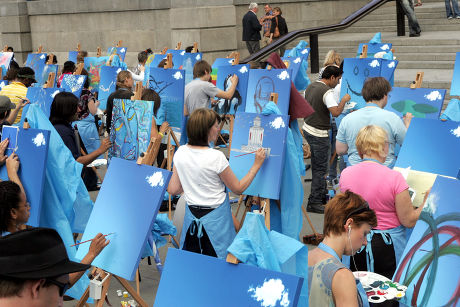 200 Large Blue Canvases Easels Set Editorial Stock Photo - Stock Image ...