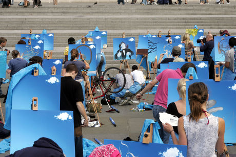200 Large Blue Canvases Easels Set Editorial Stock Photo - Stock Image ...