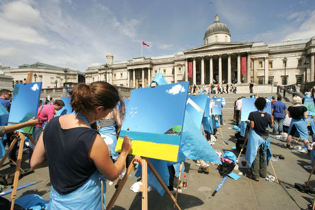 200 Large Blue Canvases Easels Set Editorial Stock Photo - Stock Image ...