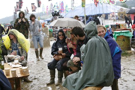 Festival Goers Brave Rain Mud Editorial Stock Photo - Stock Image ...