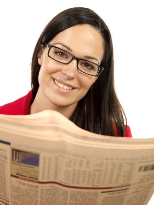 Model Released Young Woman Reading Newspaper Editorial Stock Photo ...