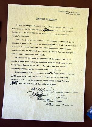 Copy Falkland Island Surrender Document Between Editorial Stock Photo ...