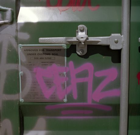 Graffiti On Door Shipping Container Editorial Stock Photo - Stock Image ...
