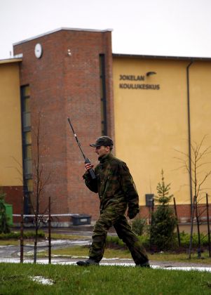Soldier Walks Front Jokela School Centre Editorial Stock Photo - Stock ...