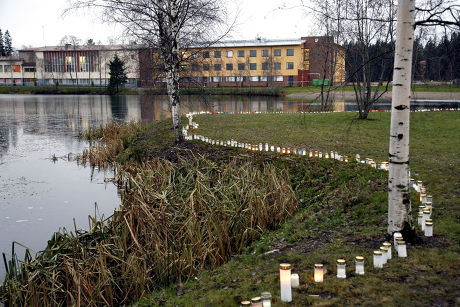 Candles Burn Remembrance Near Jokela School Editorial Stock Photo ...