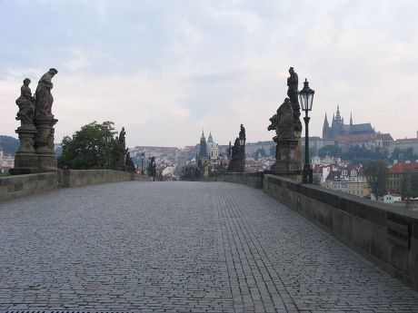 Baroque Statues On Charles Bridge Gothic Editorial Stock Photo - Stock ...