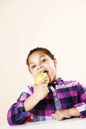 Model Released Girl Biting Apple Editorial Stock Photo - Stock Image ...