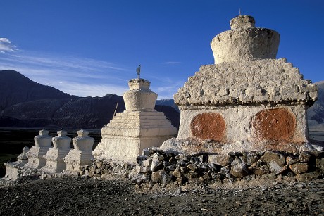 White Chorten Deskit Diskit Monastery Gompa Editorial Stock Photo ...