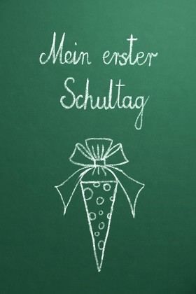 School Blackboard Message Mein Erster Schultag Editorial Stock Photo ...