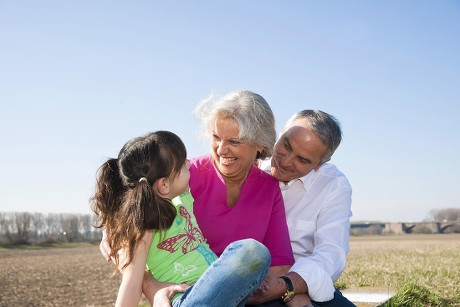 Model Released Grandparents Their Granddaughter Outdoors Editorial ...