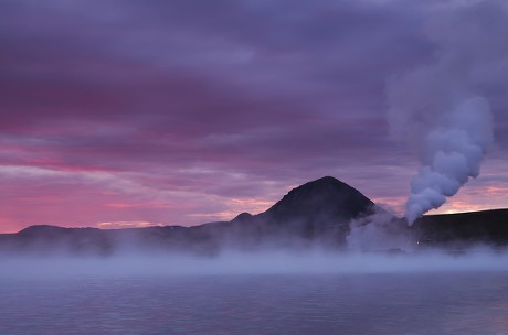 Geothermal Plant Near Myvatn Sunset Nordurland Editorial Stock Photo ...