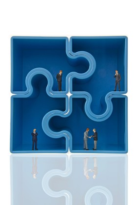 Four Blue Puzzle Pieces Forming Square Editorial Stock Photo - Stock ...
