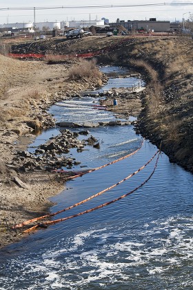 Containment Booms Cross Sand Creek Just Editorial Stock Photo - Stock ...