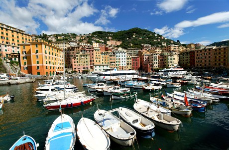 Boats Village Camogli Gulf Genoa Italy Editorial Stock Photo - Stock ...