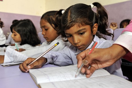 Teacher Correcting Work Schoolgirl School Christian Editorial Stock ...