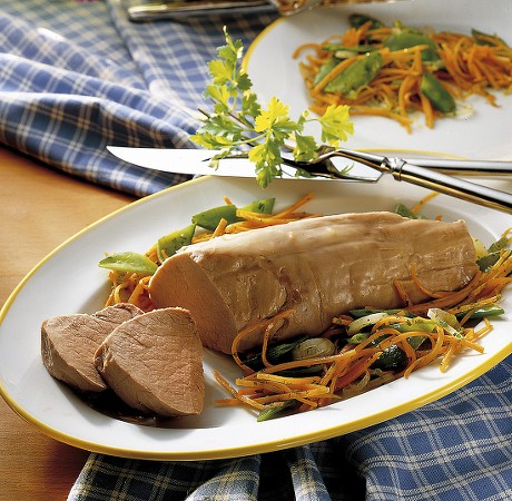 Pork Fillet On Vegetables Fillet Cooked Editorial Stock Photo - Stock ...