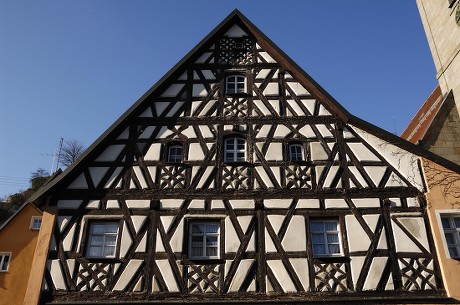 Gable Medieval Franconian Halftimbered House Main Editorial Stock Photo ...