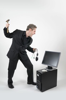 Model Released Young Businessman Hitting Computer Editorial Stock Photo ...