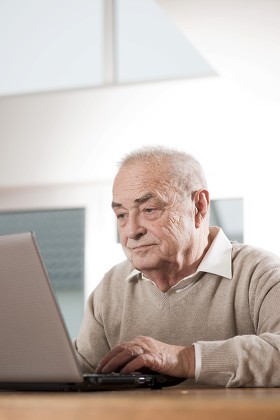 Model Released Elderly Man Using Pc Editorial Stock Photo - Stock Image ...