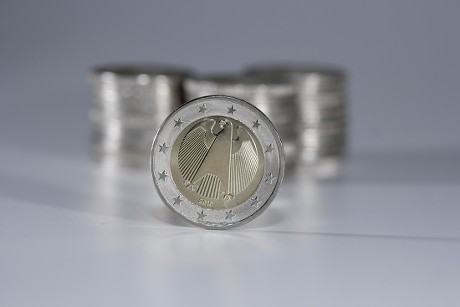 Euro Coin Front Stacked Euro Coins Editorial Stock Photo - Stock Image ...