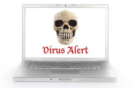 Laptop Computer Skull Lettering Virus Alert Editorial Stock Photo ...