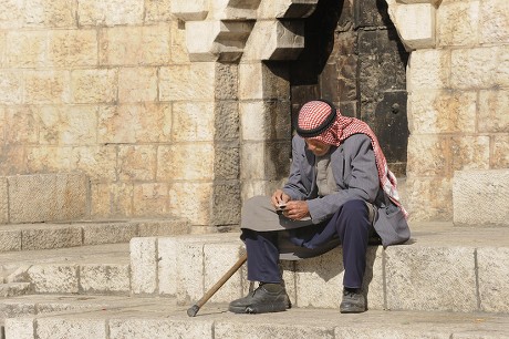 Palestinian Man Keffiyeh Kafiya Sitting On Editorial Stock Photo ...