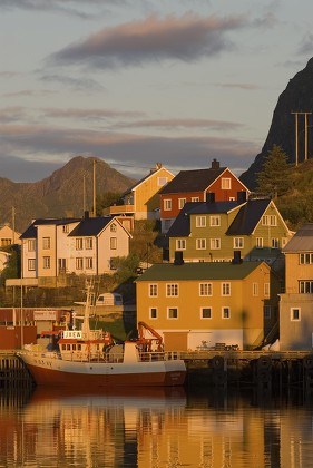 Boats Houses Stamsund Illuminated By Warm Editorial Stock Photo - Stock ...