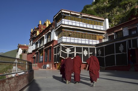 Tibetan Monks Wearing Red Monks Robe Editorial Stock Photo - Stock ...
