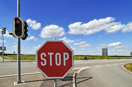 Stop Sign Traffic Lights Blue Sky Editorial Stock Photo - Stock Image ...