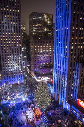 Rockefeller Center Christmas Tree Aerial View Editorial Stock Photo ...