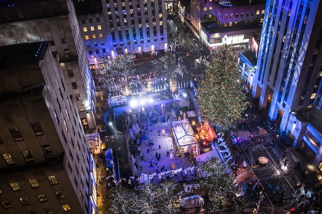 Rockefeller Center Christmas Tree Aerial View Editorial Stock Photo ...