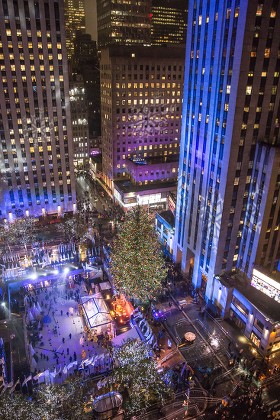 Rockefeller Center Christmas Tree Aerial View Editorial Stock Photo ...