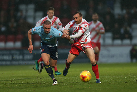 Charlie Lee Stevenage Tom Aldred Blackpool Editorial Stock Photo ...