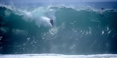 Body Surfer Catches Wave Wedge Newport Editorial Stock Photo - Stock ...