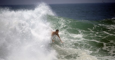 Body Surfers Catches Wave Wedge Newport Editorial Stock Photo - Stock ...